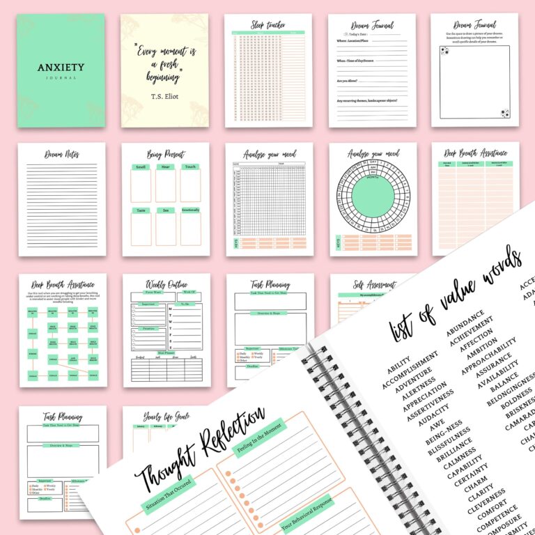Anxiety Journal Template with Questions, Therapy workbook 8.5x11" Canva ...