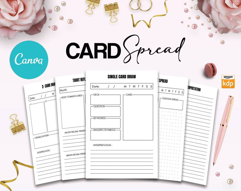 Tarot Cards Template Journal for kids 6x9", 8 Canva editable digital ...