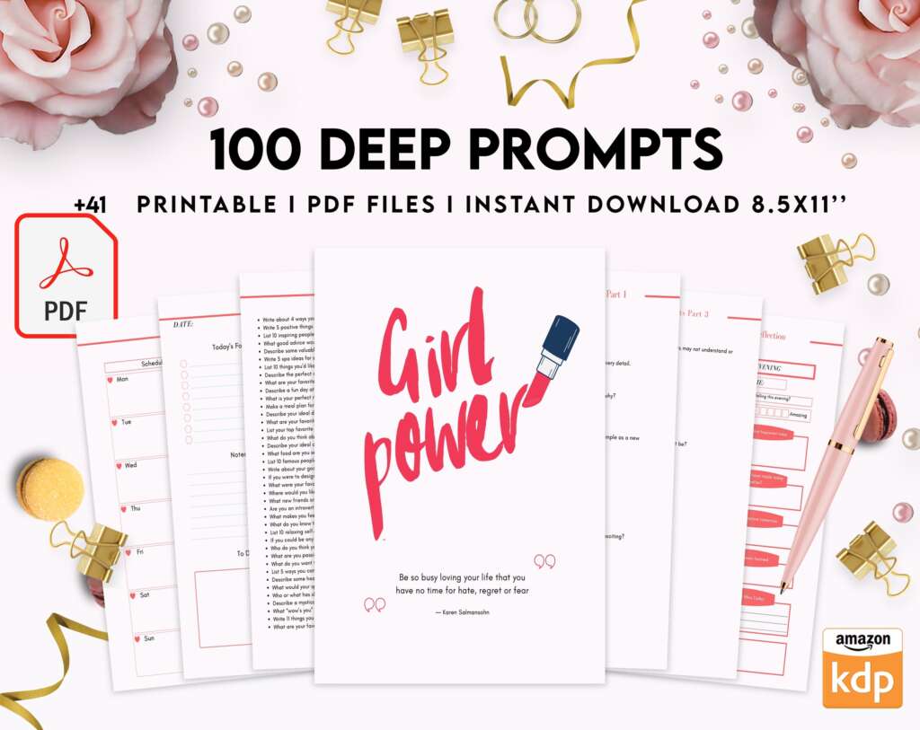 100 Journal Prompts, Deep Thought Prompts, Prompts Mental Health ...