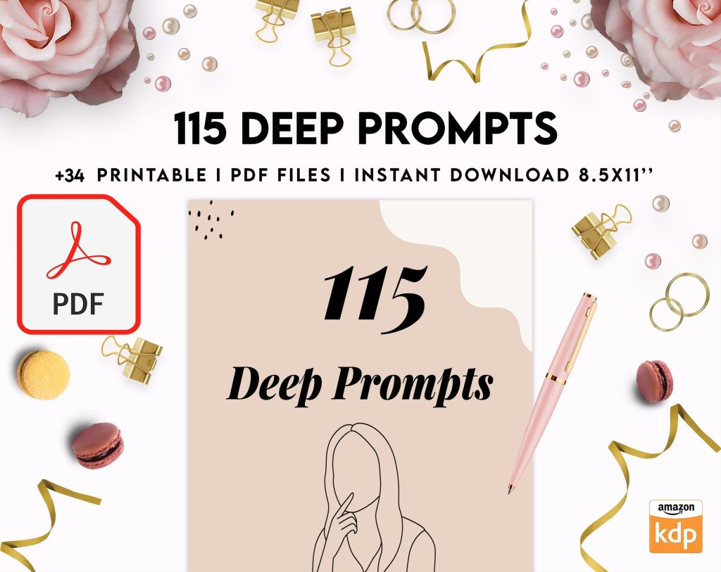 Deep Journal Prompts, Mental Health, 8x11 inch pages size Journal Pages ...