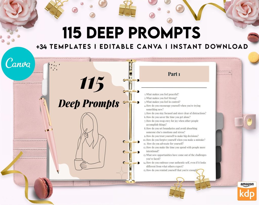 Deep Journal Prompts, 115 Mental Health Editable Templates Journal ...