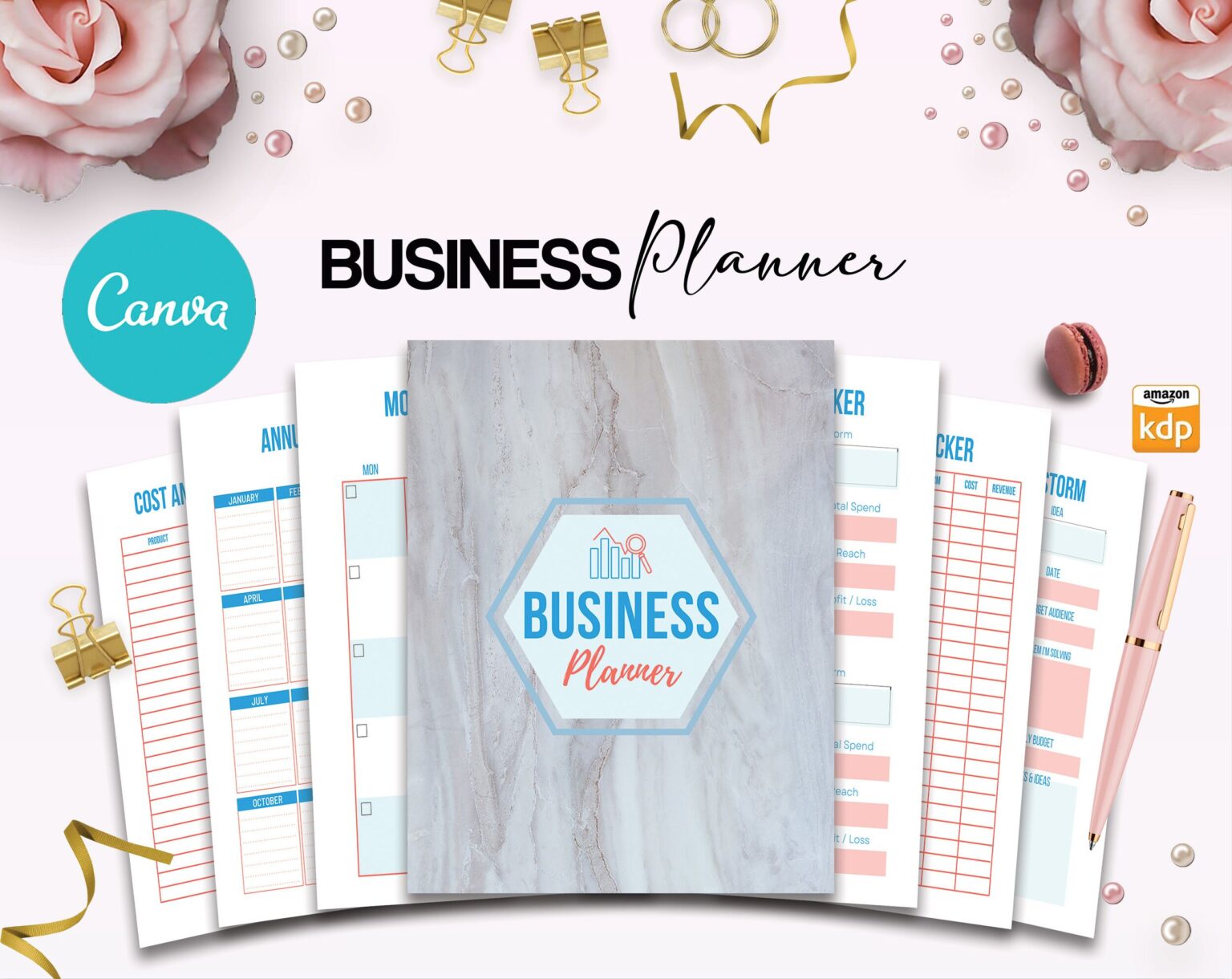 Small Business Planner, 33 Canva Editable Interior Templates, 8.5x11 ...