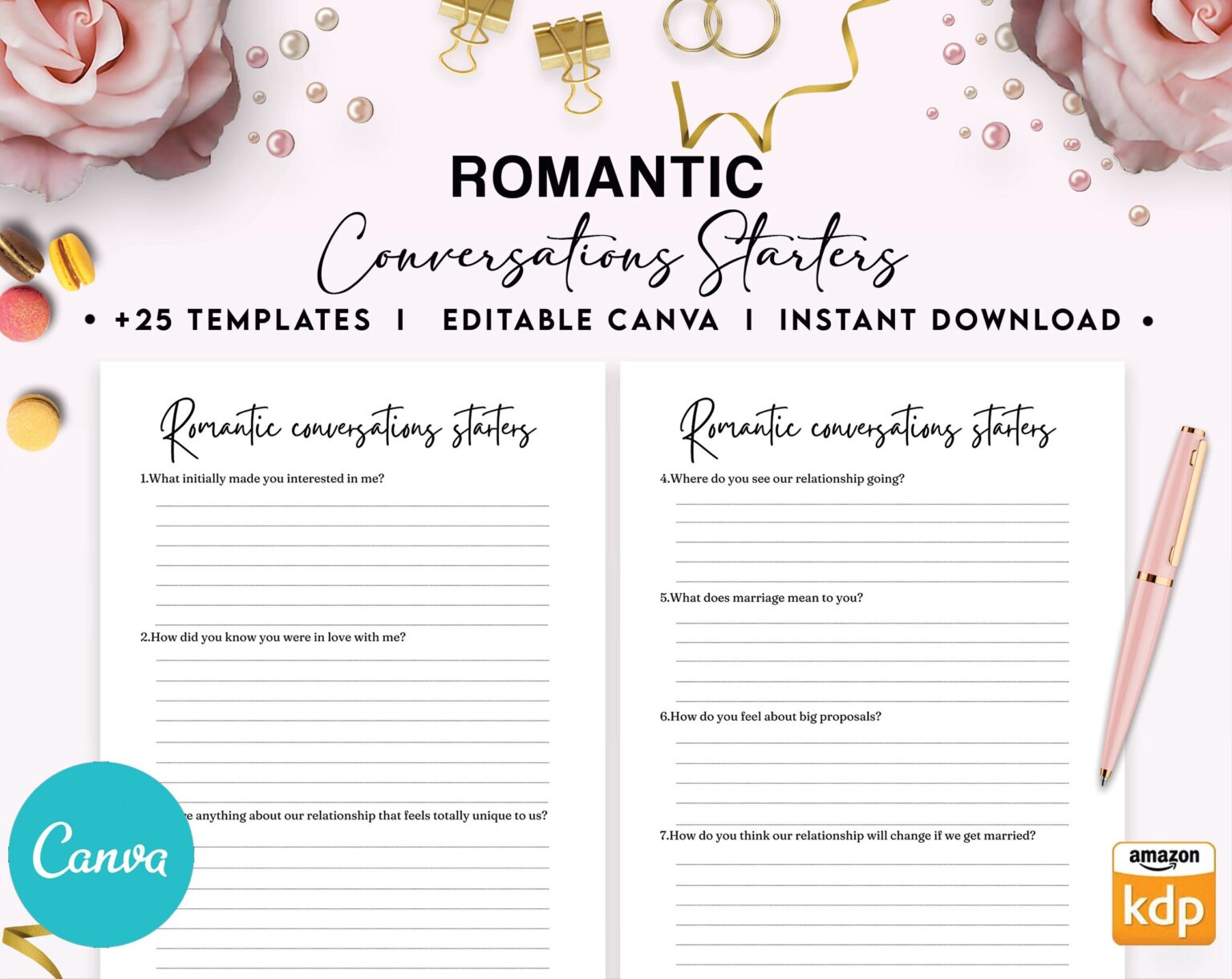 Couples and Relationship guided journal With Prompts 26 Editable ...