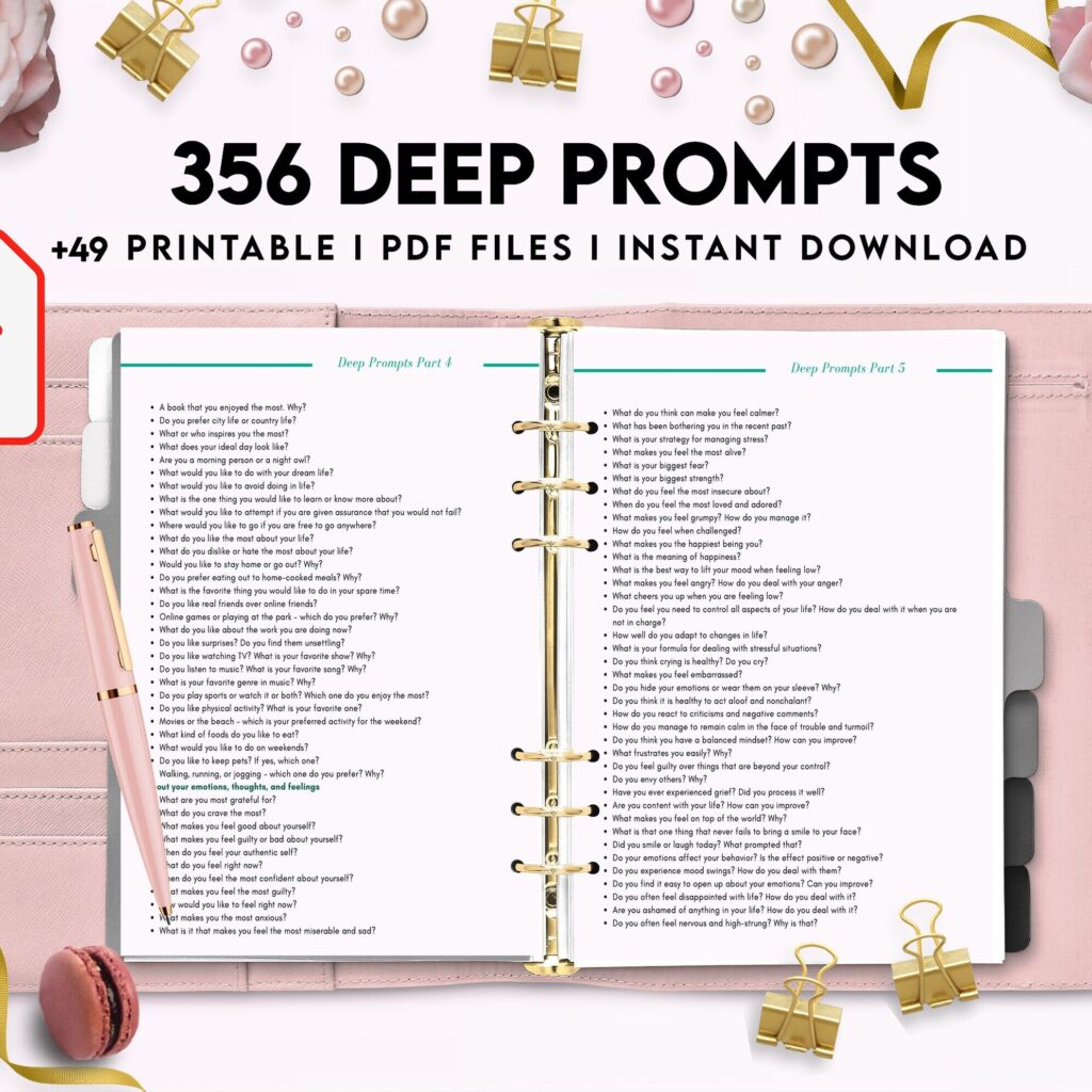 365 Journal Prompts, Mental Health Journal, Self Care Journal, Writing ...