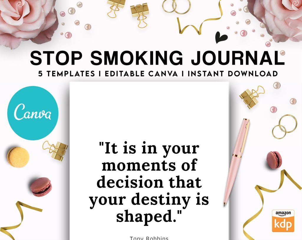 Stop Smoking Tracker Journal 5 Editable Canva Templates for Journal ...