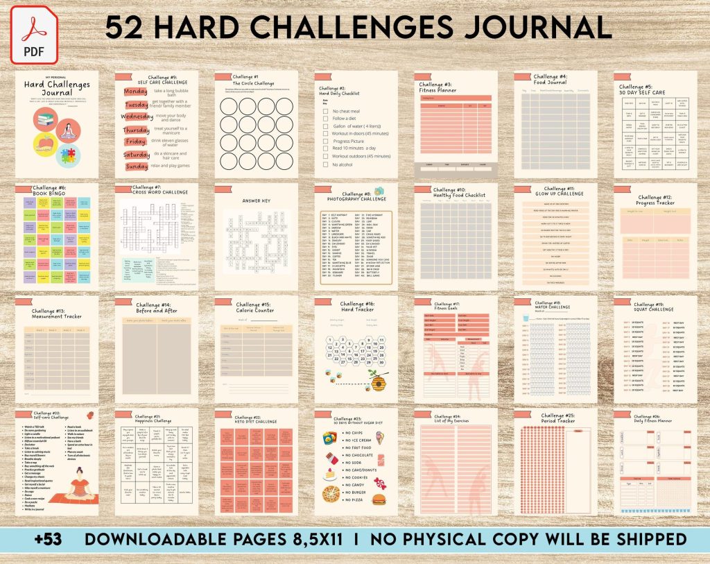 52 hard challenges, Daily challenges, diet, fitness, food, health ...