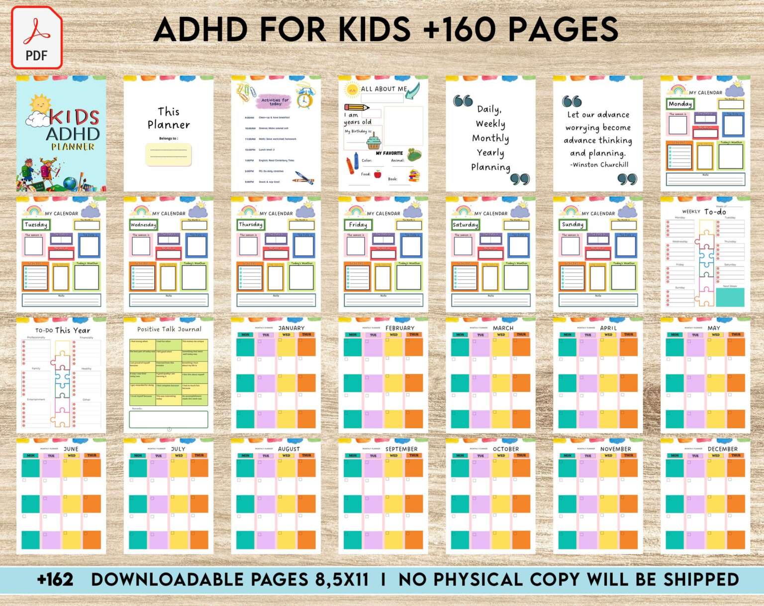 ADHD Planner, 8x11 inch pages size Kids ADHD Planner, Kids School ...