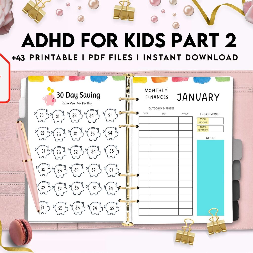 ADHD Planner, 8x11 inch pages size Kids ADHD Planner, Kids School ...
