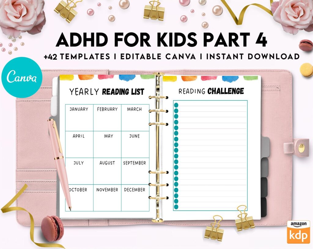 ADHD Planner For Kids , Kids School Colorful Planner Sheets, Canva ...