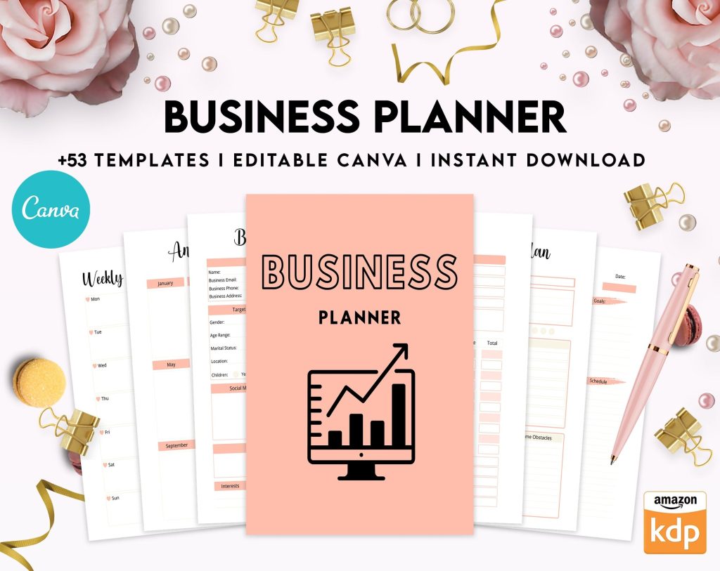 Small Business Planner, Online Business planner Sheets, Canva Editable ...