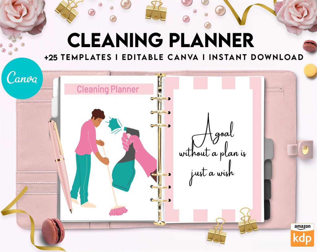 Cleaning Planner, Daily weekly monthly Checklist, Cleaning tracker ...