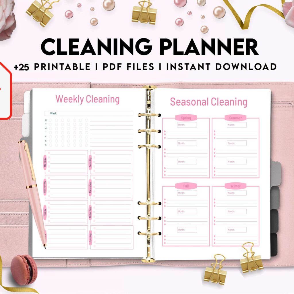 Cleaning Planner, Daily Weekly Monthly Checklist, Cleaning Tracker, PDF ...