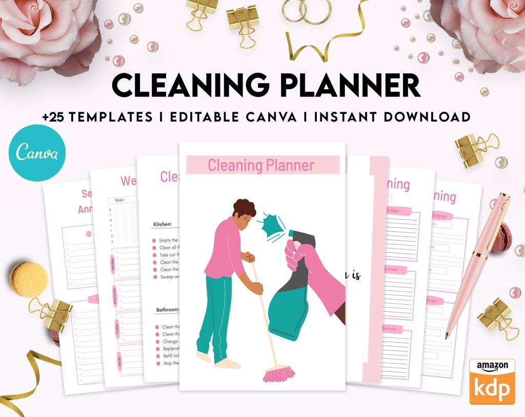 Cleaning Planner, Daily weekly monthly Checklist, Cleaning tracker ...