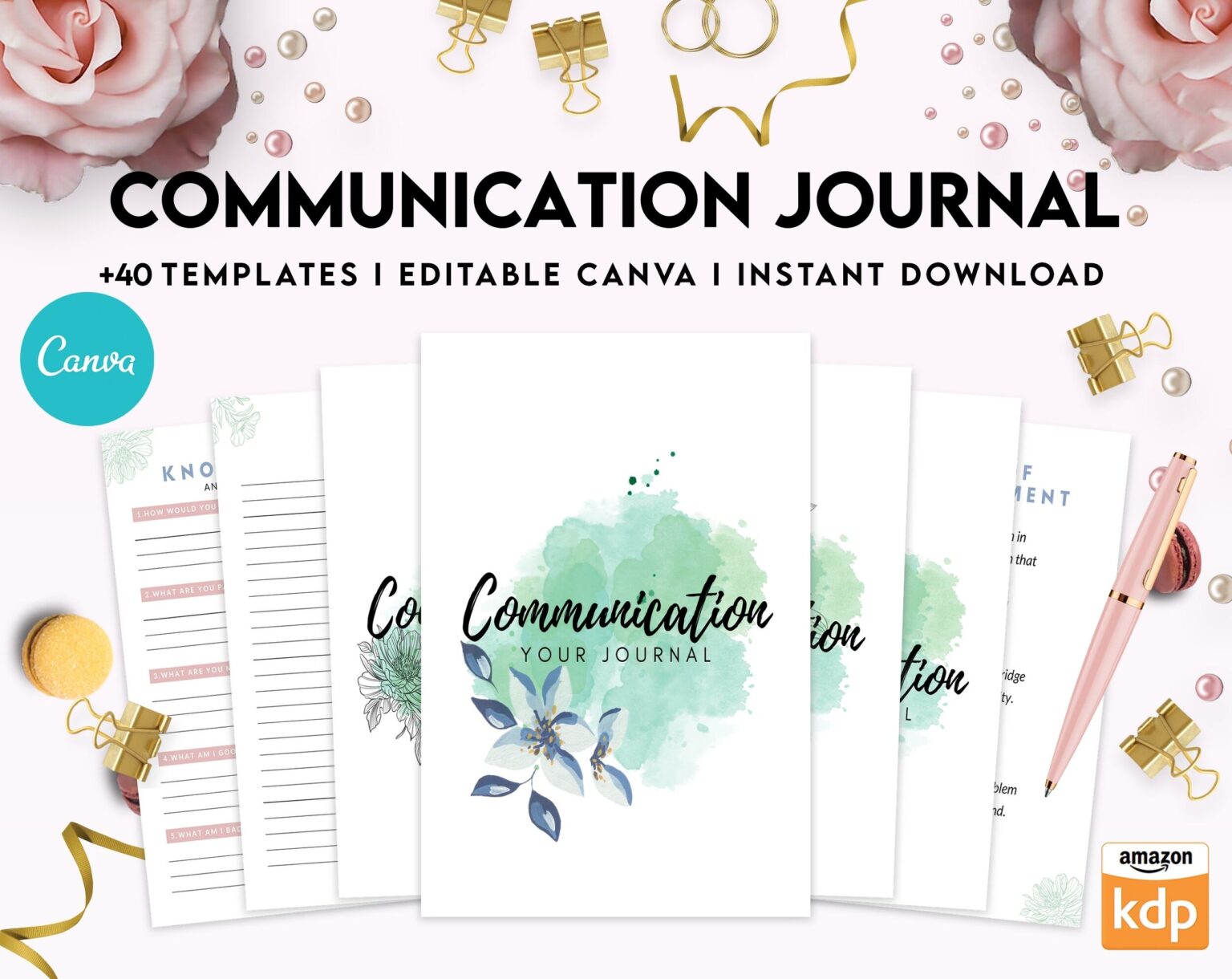Free Self Care Journal PDF Printable, 8,5x11 inch A4 size, For journal ...