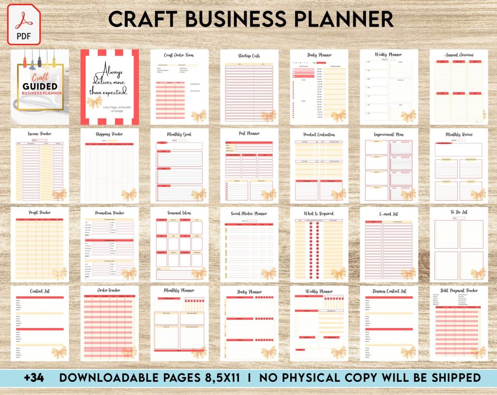 Starting a Craft Business Planner Template, Order form, Invoice ...