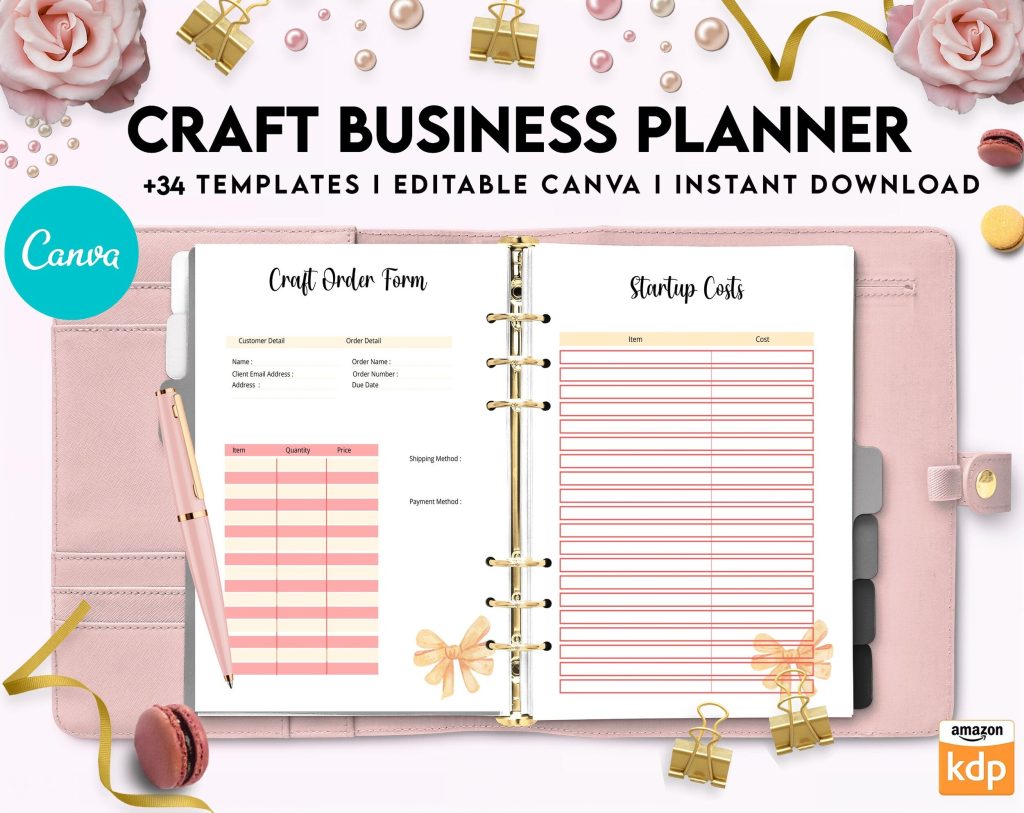 Craft Business Planner Template, Order form, Invoice, Tracker , Canva ...