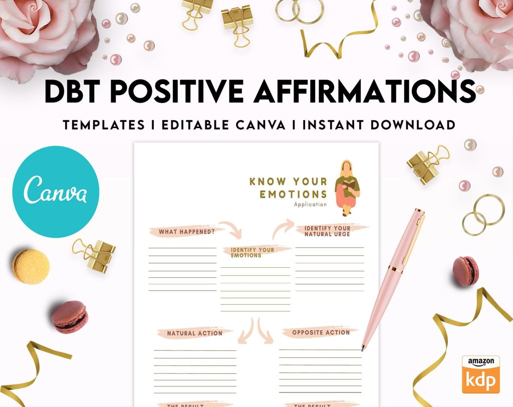 Diary Card DBT Bundle, Cheat Sheet, Positive Affirmations, Dialectical ...