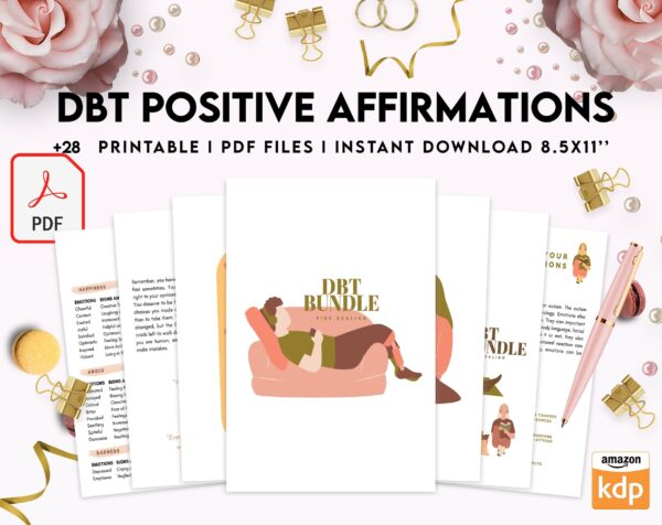 DBT Workbook, Diary Card, Cheat Sheet, Positive Affirmations ...