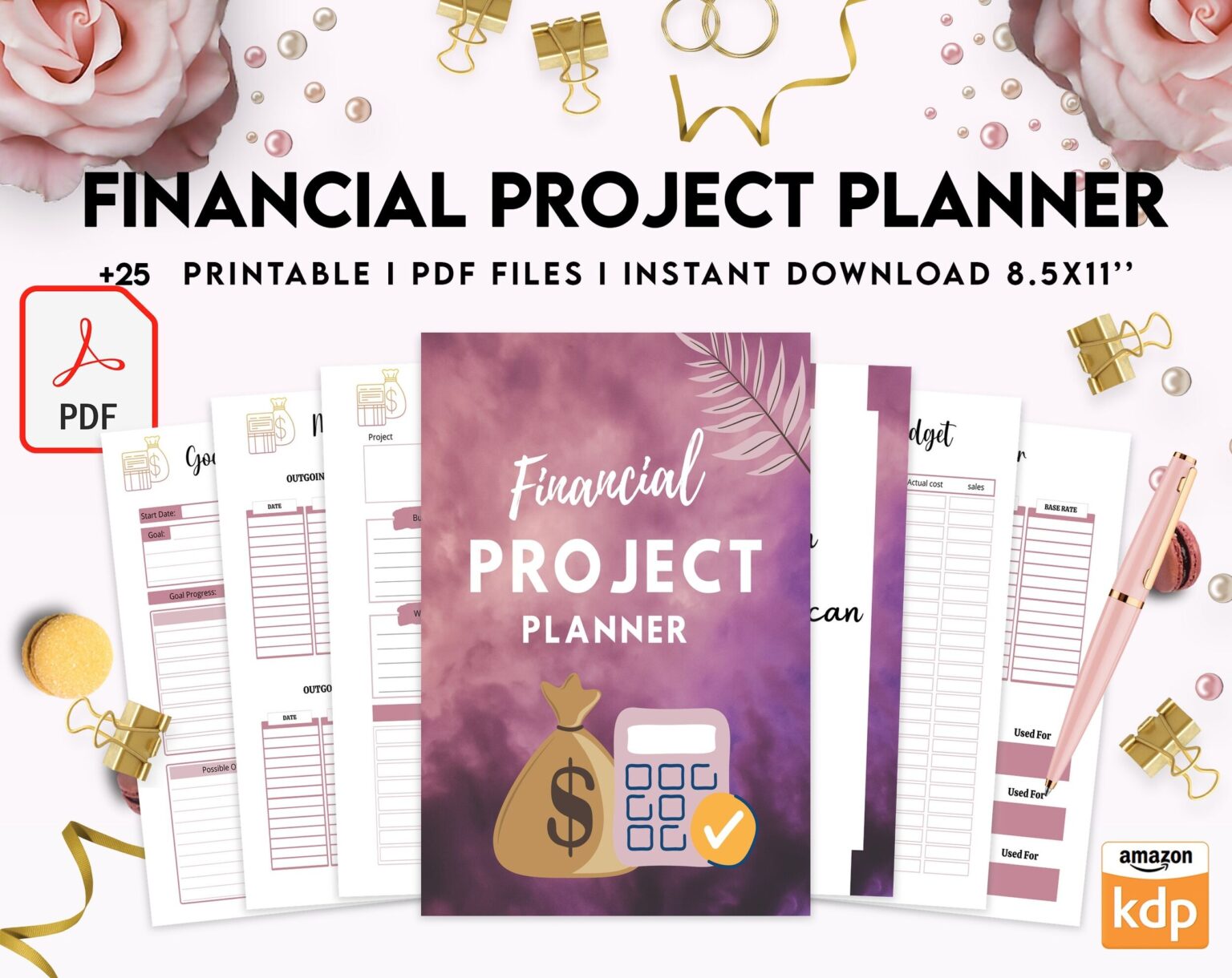 Financial Planner Printable | 8x11 inch pages size Budget Planner ...