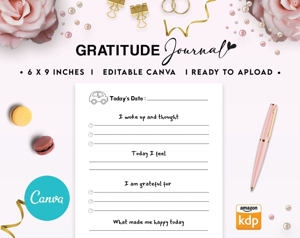 Gratitude Journal Template for kids, 6x9" Canva Editable Interior ...