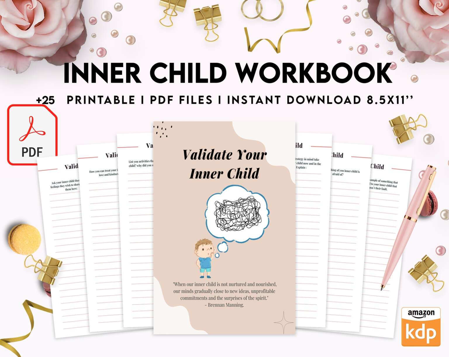 Inner Child Workbook, Journal Prompts, 8x11 inch pages size Workbook ...