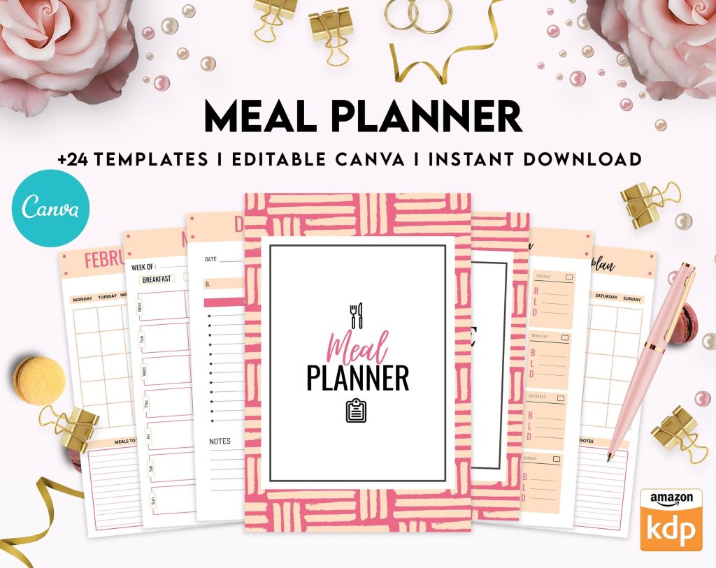 Printable Meal Planner, Daily weekly monthly Planner, Grocery List ...