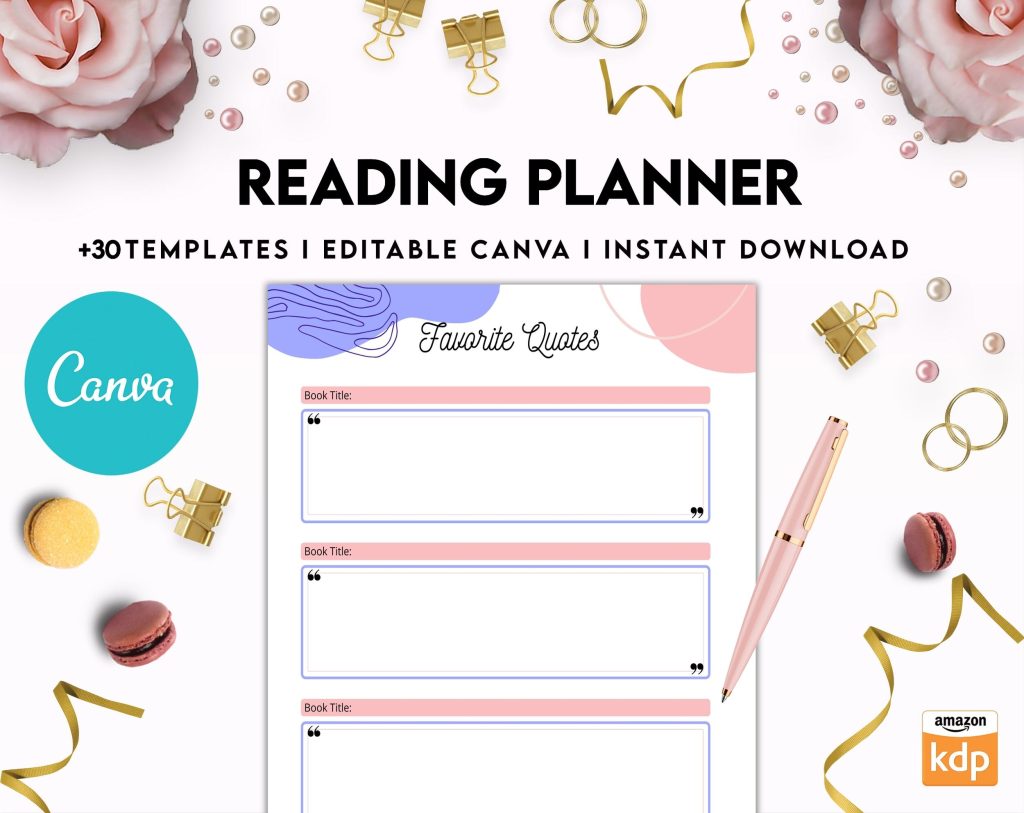 Reading Planner Editable Templates | Reading Journal Tracker | Book ...