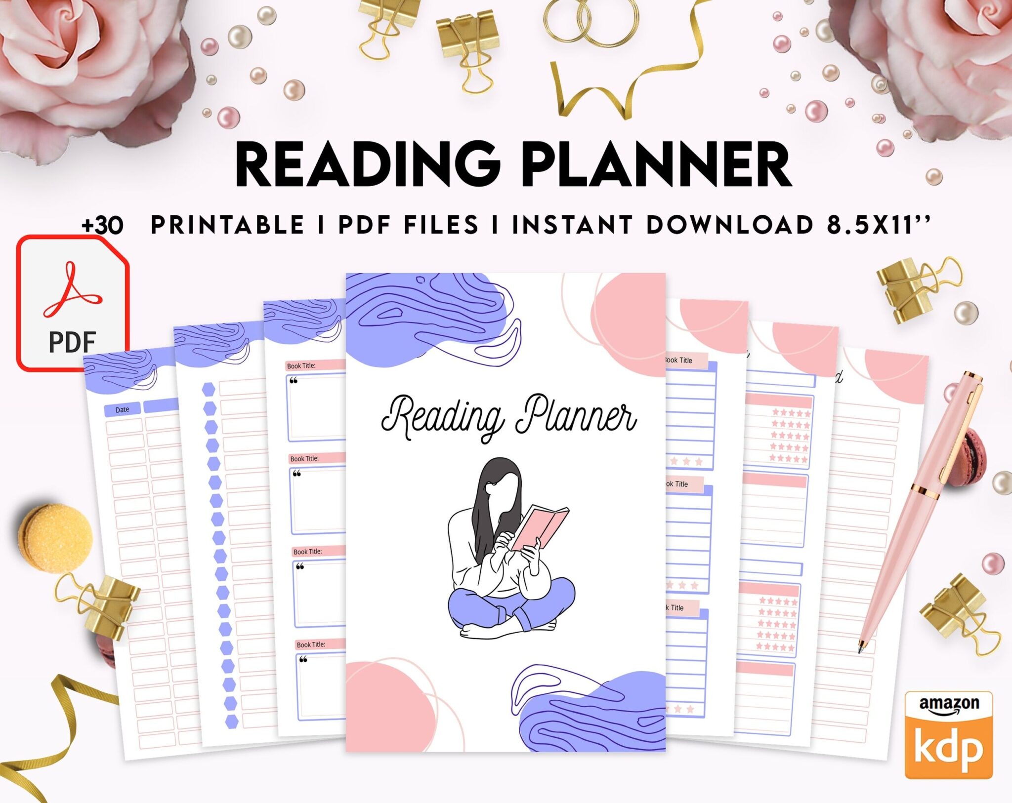 Book Planner Template | Reading Planner 8x11 inch pages size | Reading ...