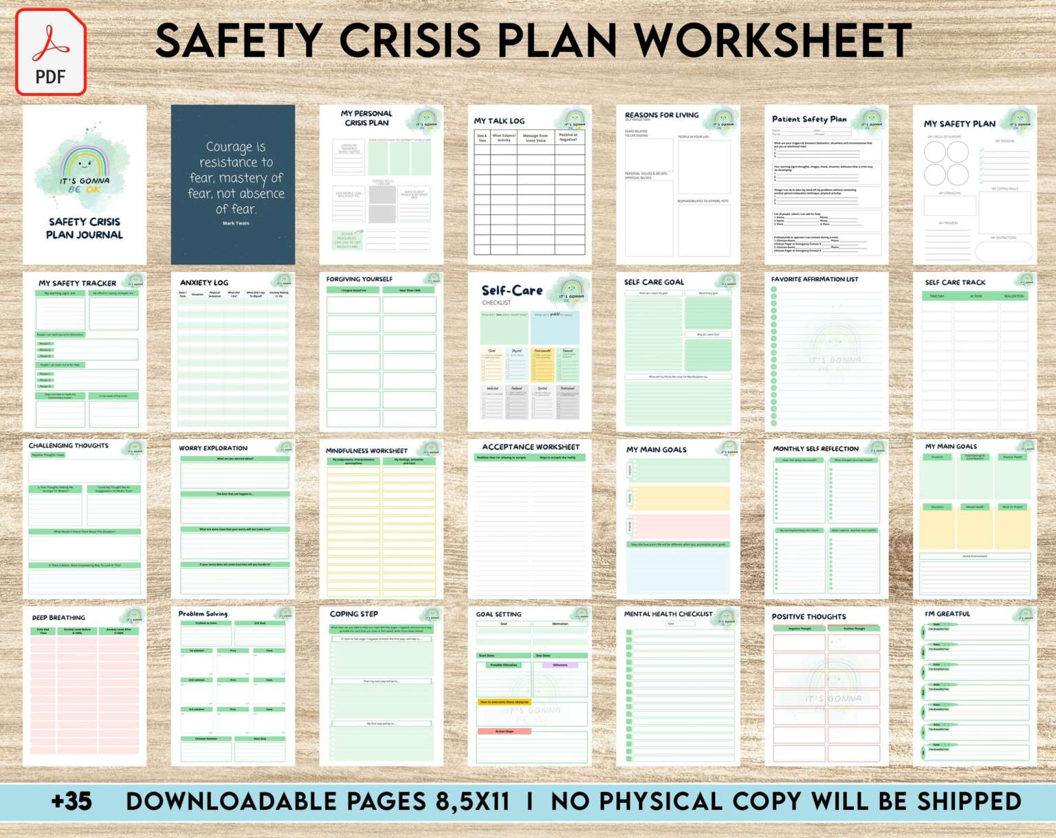 Crisis Safety Plan Worksheet, Safety Plan Journal, Therapy Aid, School ...