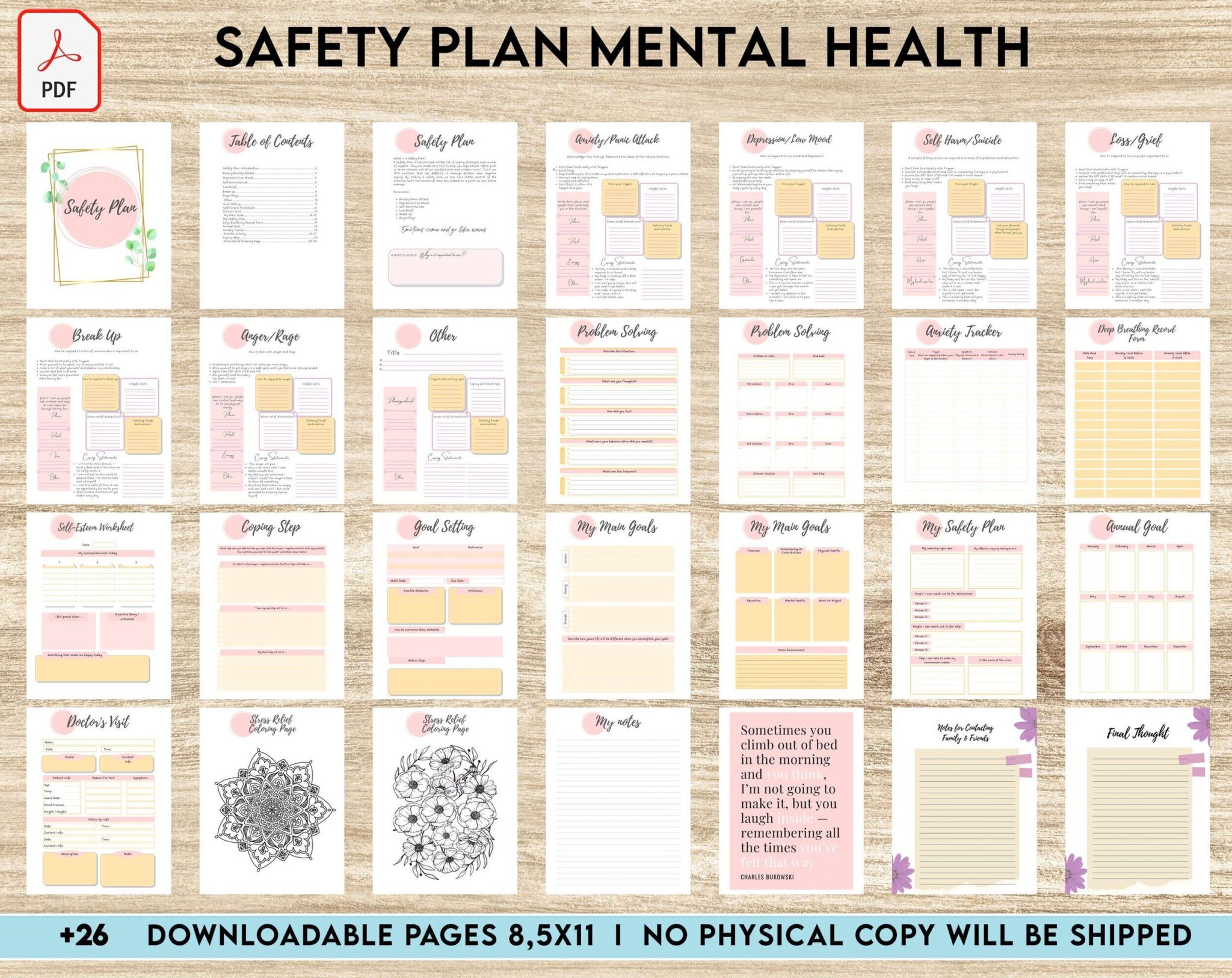 Safety Plans Journal, Mental Health Worksheets, Problem Solving, Self ...