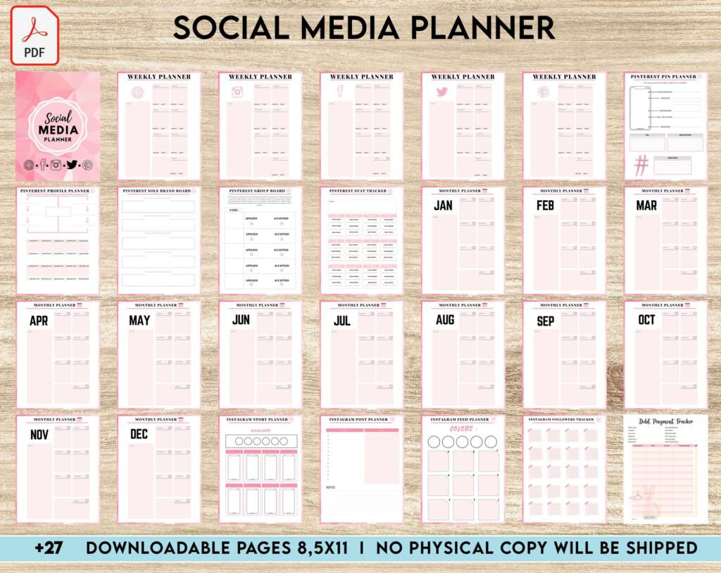 Social Work Planner, Social Media Journal, Weekly Post Stories Planner ...