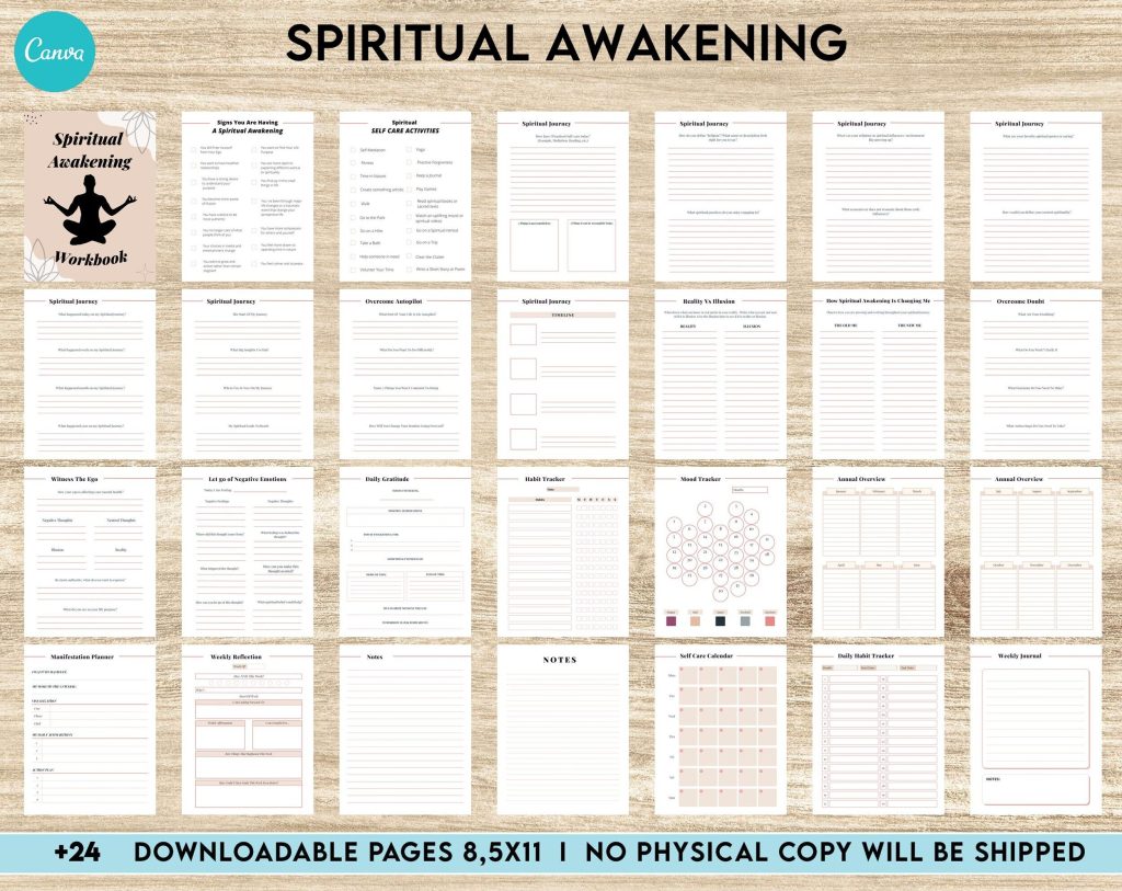 Spiritual Awakenings Editable Templates Workbook for Self Discovery ...