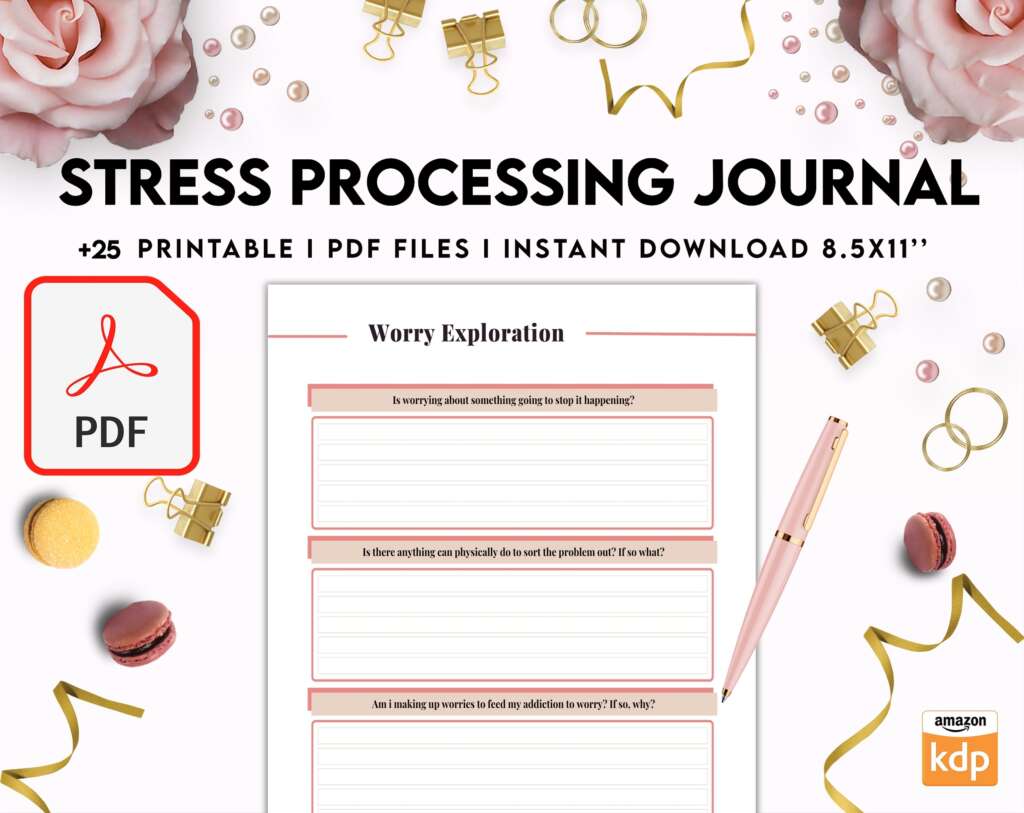 Stress and Health Journal, Stress Processing Journal Pages for Daily ...