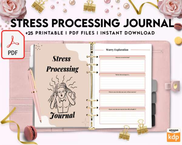 Stress and Health Journal, Stress Processing Journal Pages for Daily ...
