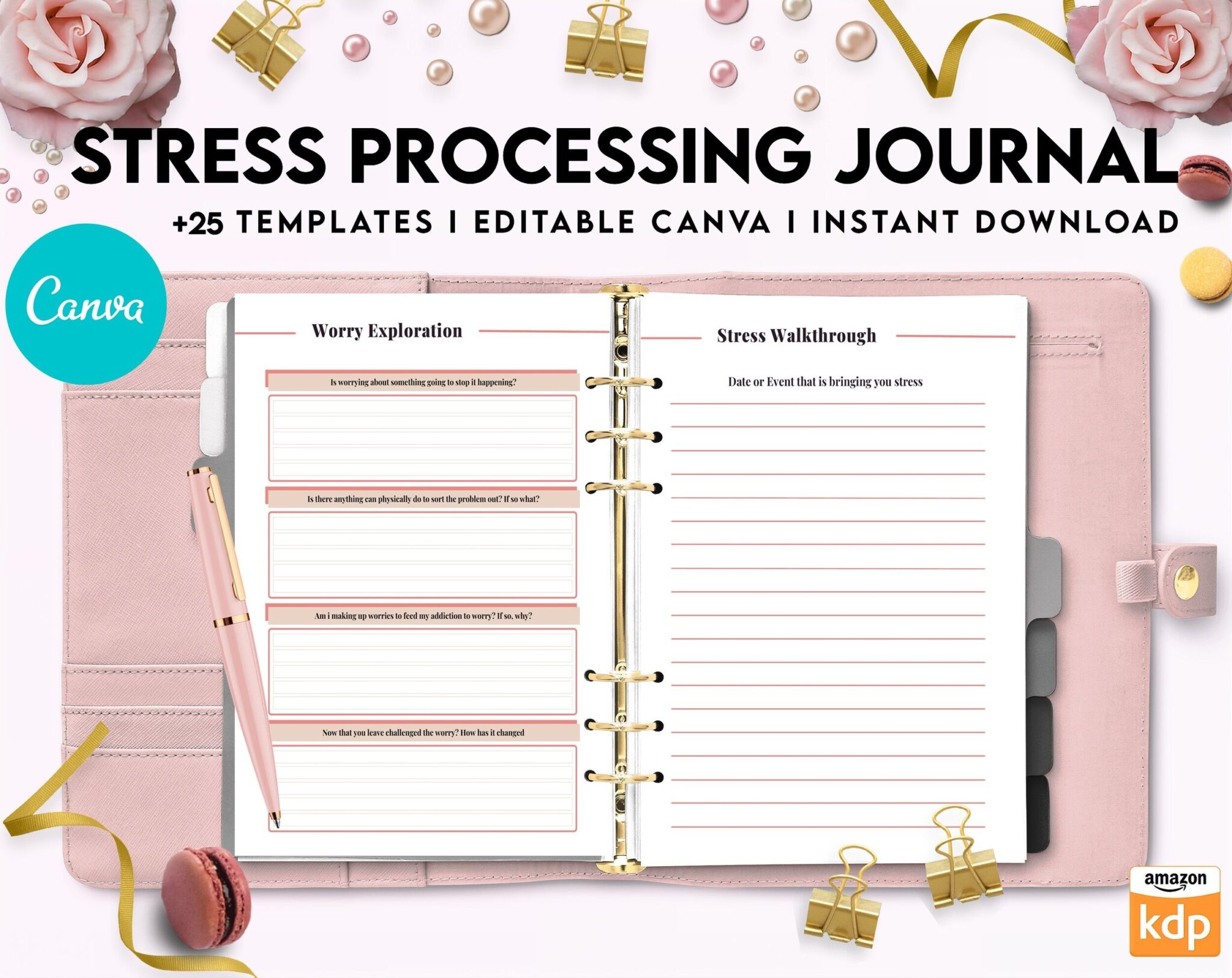 Stress Management Worksheets, Processing Journal Pages for Daily Self ...