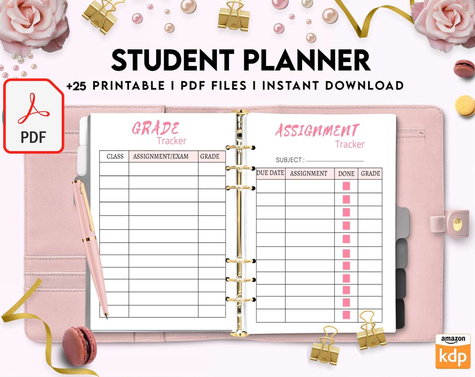 Student Journal, Weekly Schedule, Grade Assignment Tracker, Study ...