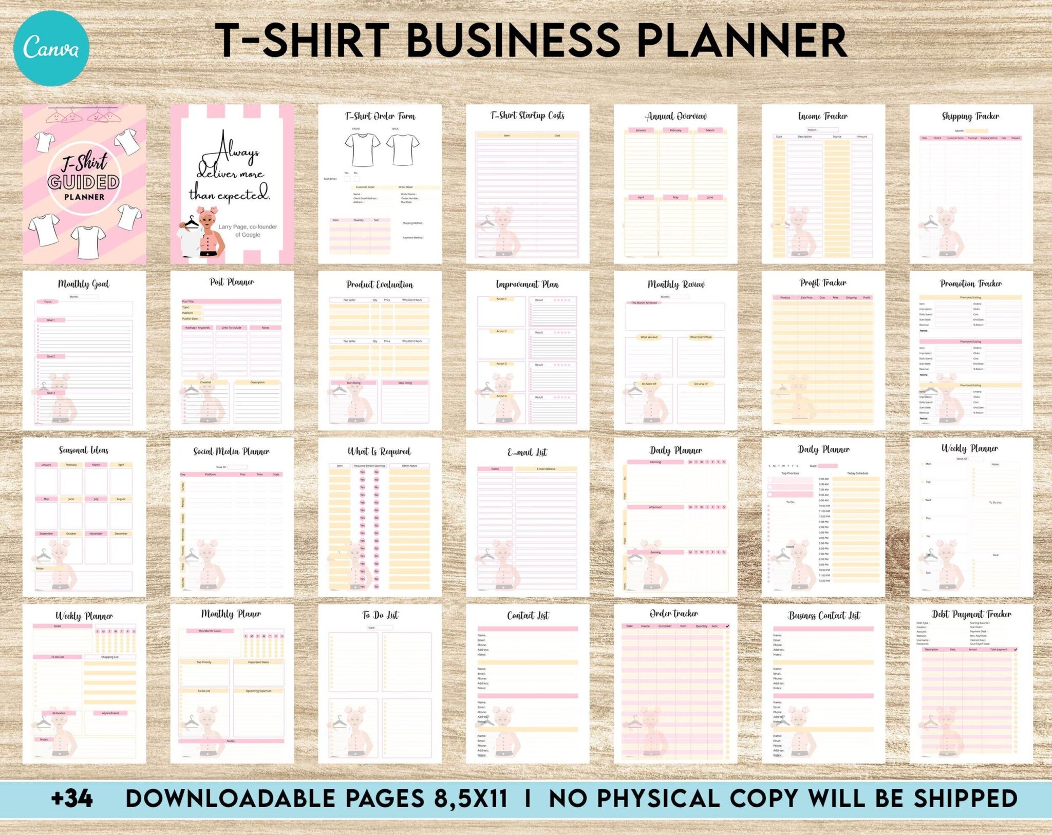 T-shirt Business Starter Kit, Planner Template, T-shirt Order form ...