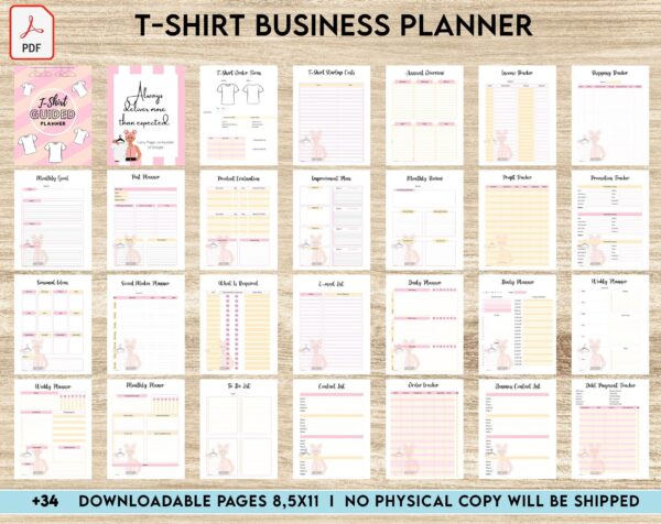 T-Shirt Business Checklist, T-shirt Planner Order form, Invoice ...