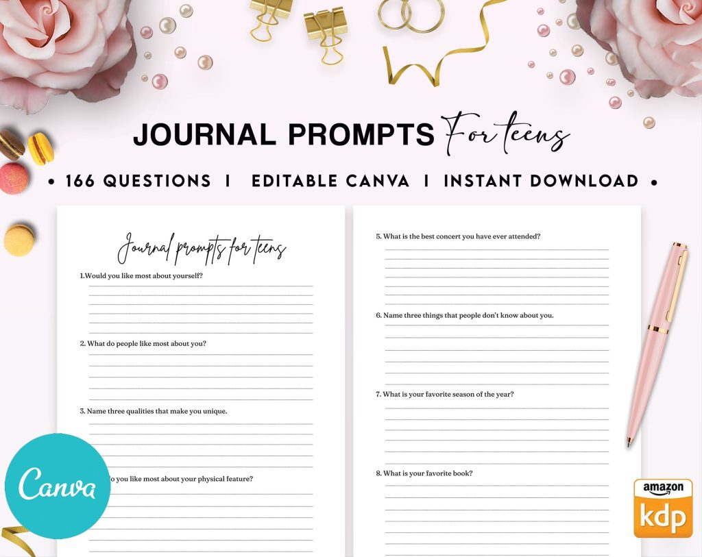 Journaling for Teens, self-discovery Promptly Journal, 51 Canva ...