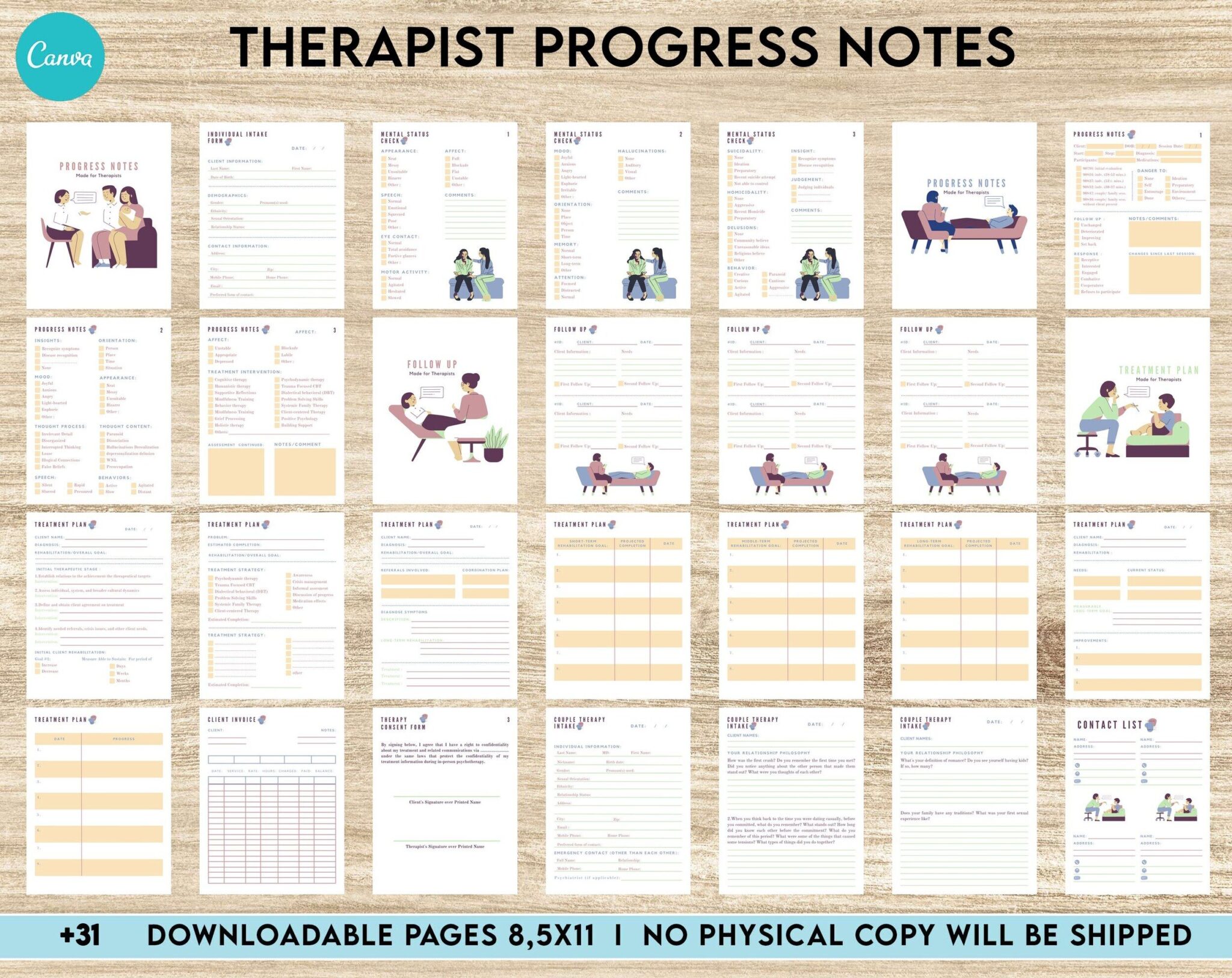 Progress Notes for Therapists, Therapy Client Progress worksheets ...