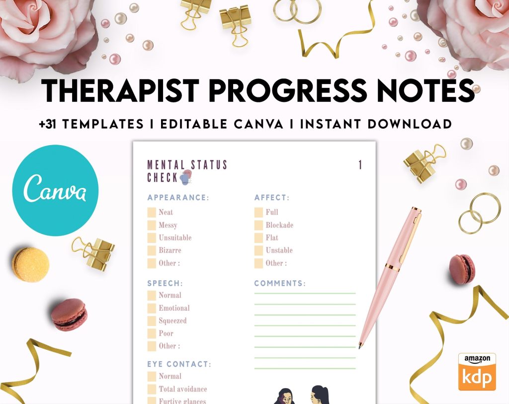 Progress Notes for Therapists, Therapy Client Progress worksheets ...