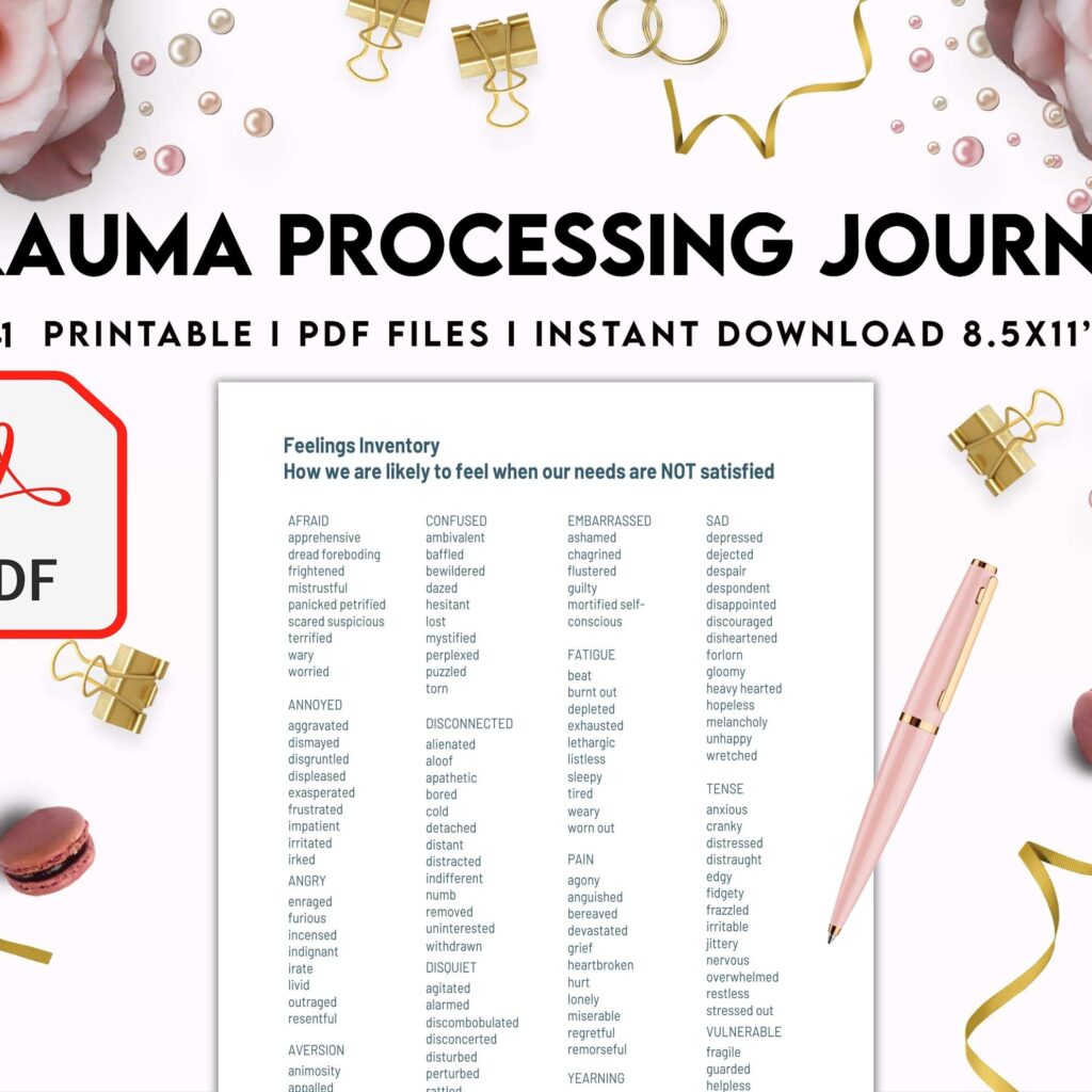 Trauma Processing Journal Pages, daily self care, mental health ...