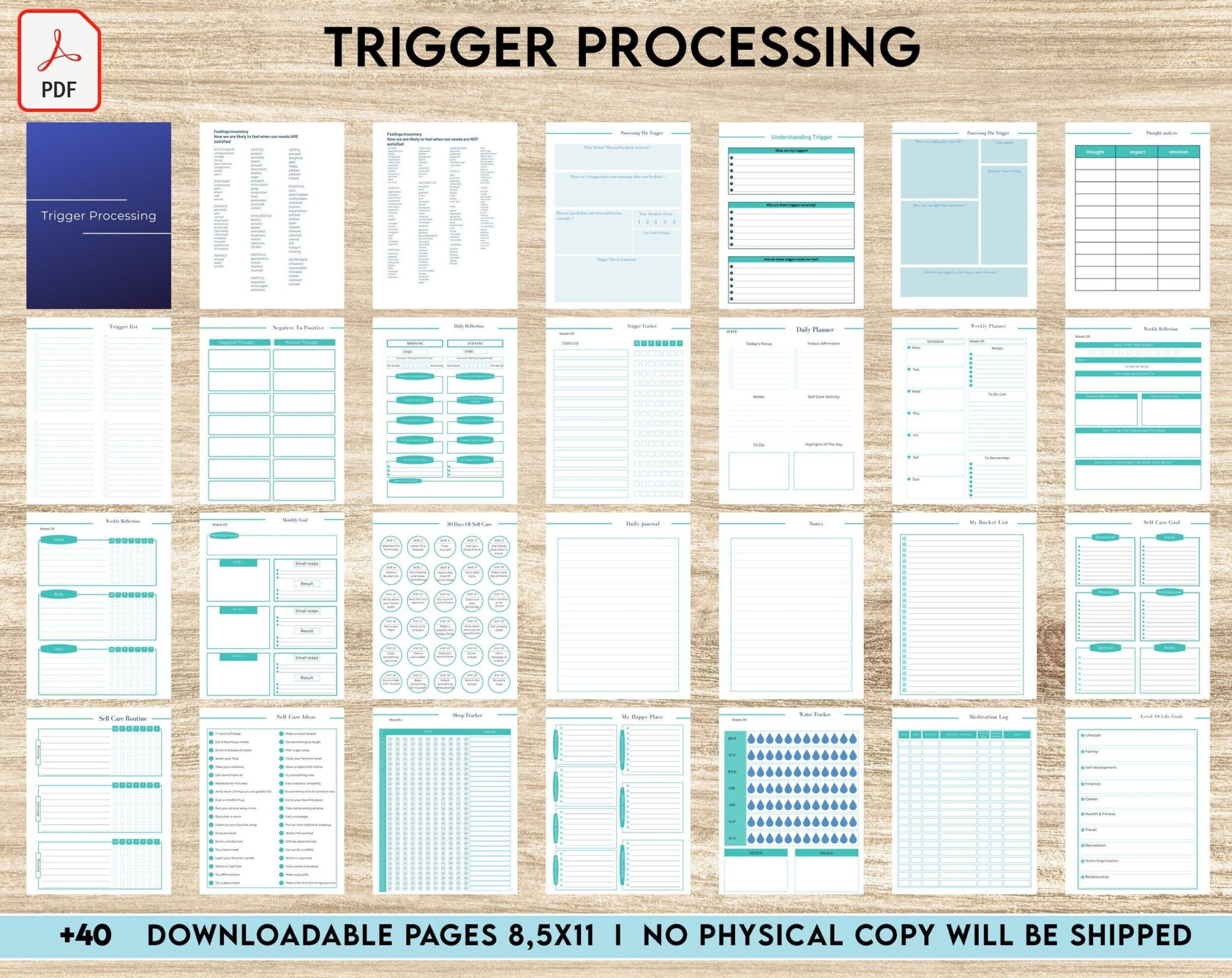 Trigger Therapy Journal, Thought Processing Journal Pages for Daily ...