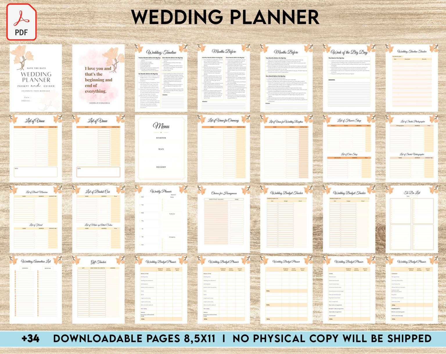Wedding Planner, Wedding Pages, Wedding Plan Bundle, Wedding Planning ...