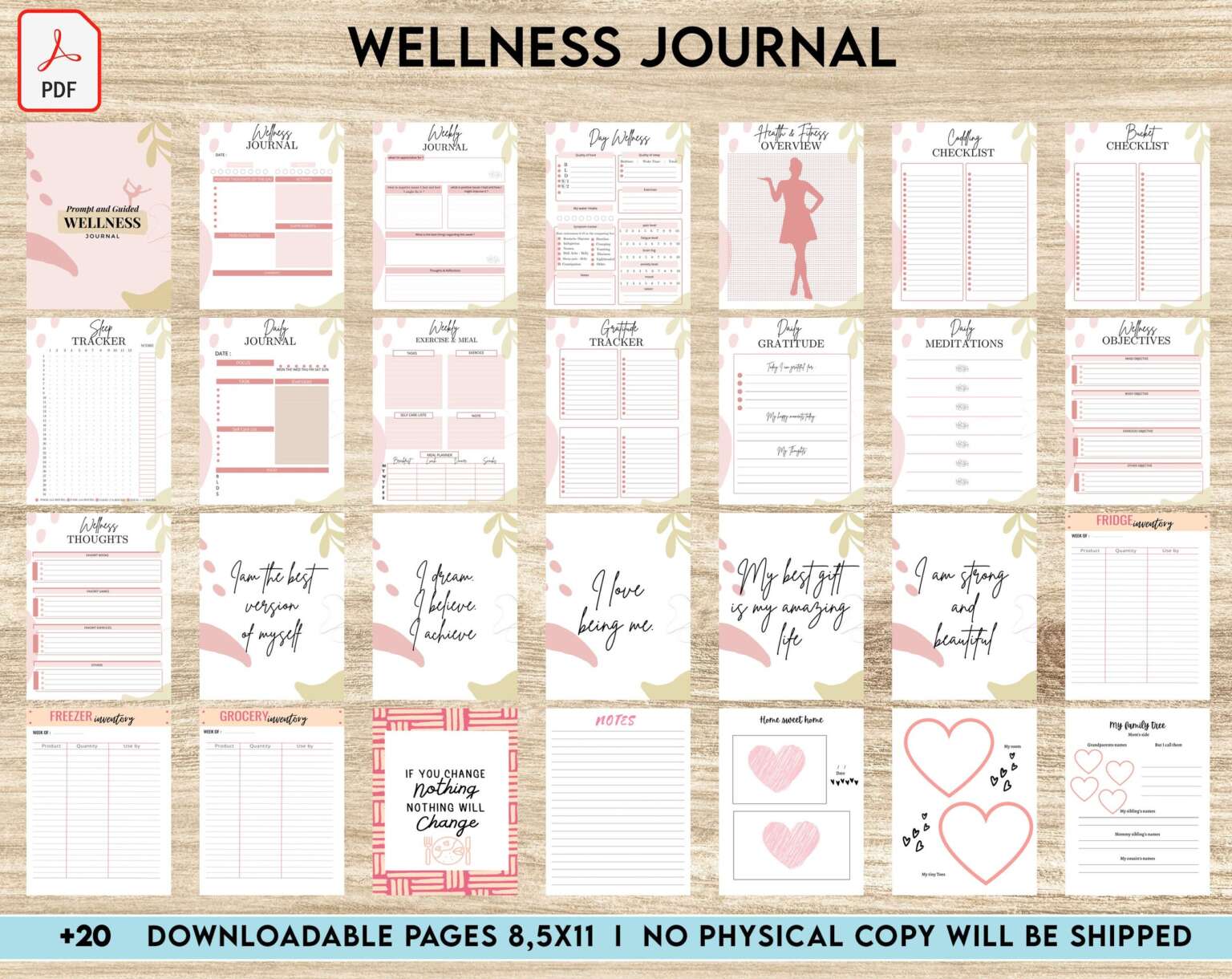 Free Self Care Journal PDF Printable, 8,5x11 inch A4 size, For journal ...