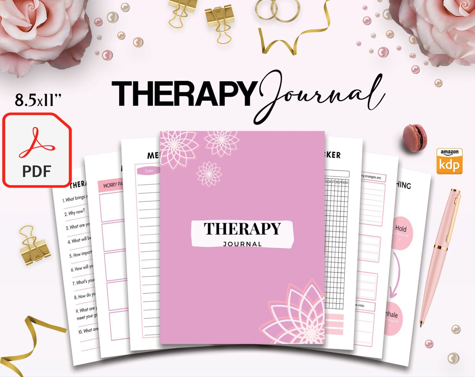 Therapy Journal with questions workbook 8.5x11" 30 Pages, Printable ...