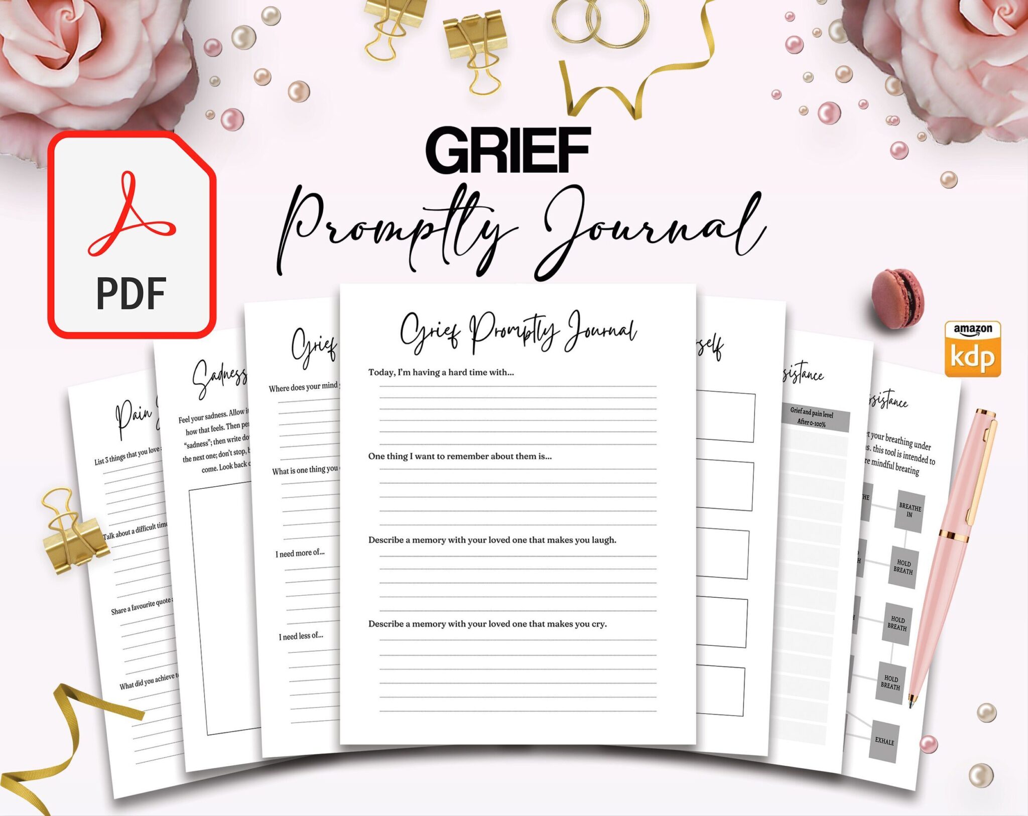 Grief Promptly Journal 37 Pages, 8.5x11" Printable Planner COMMERCIAL ...