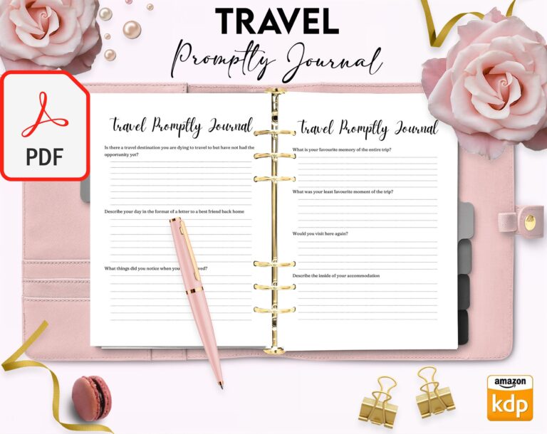 Travel Promptly Journal 36 Pages Templates, 8.5x11" Printable Planner ...