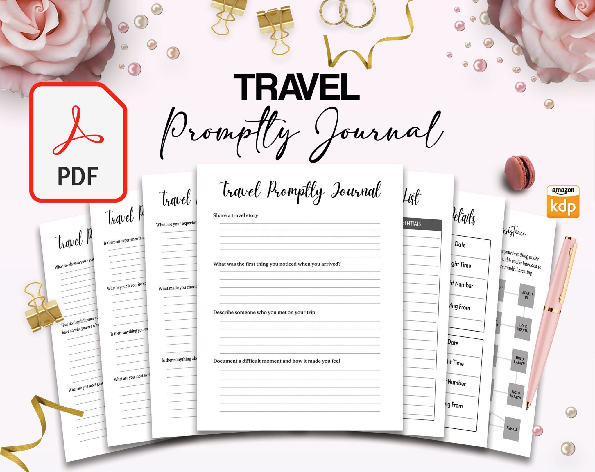 Travel Promptly Journal 36 Pages Templates, 8.5x11" Printable Planner ...