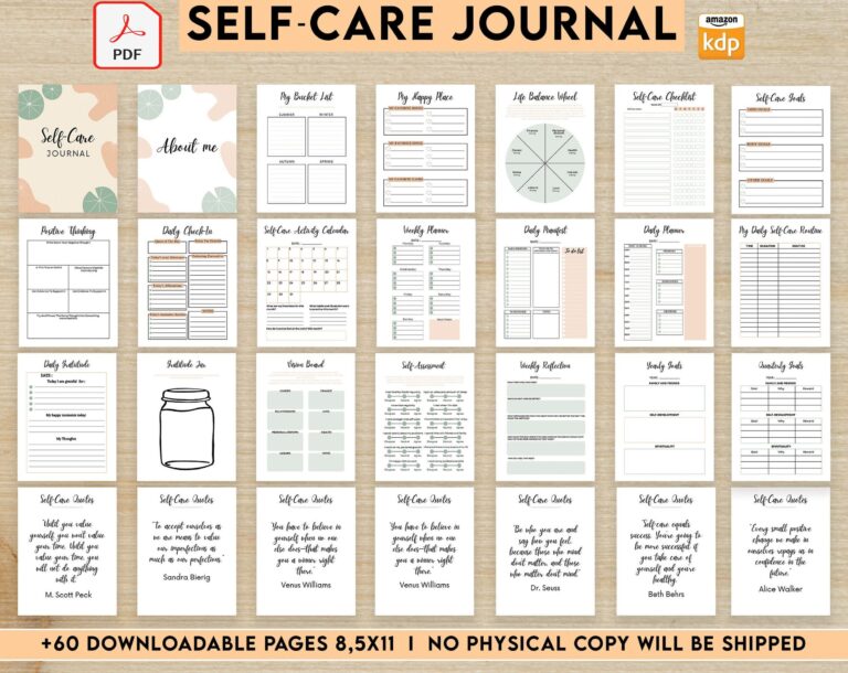 Self-care self love wellness, guided journal With Prompts 63 Pages PDF ...